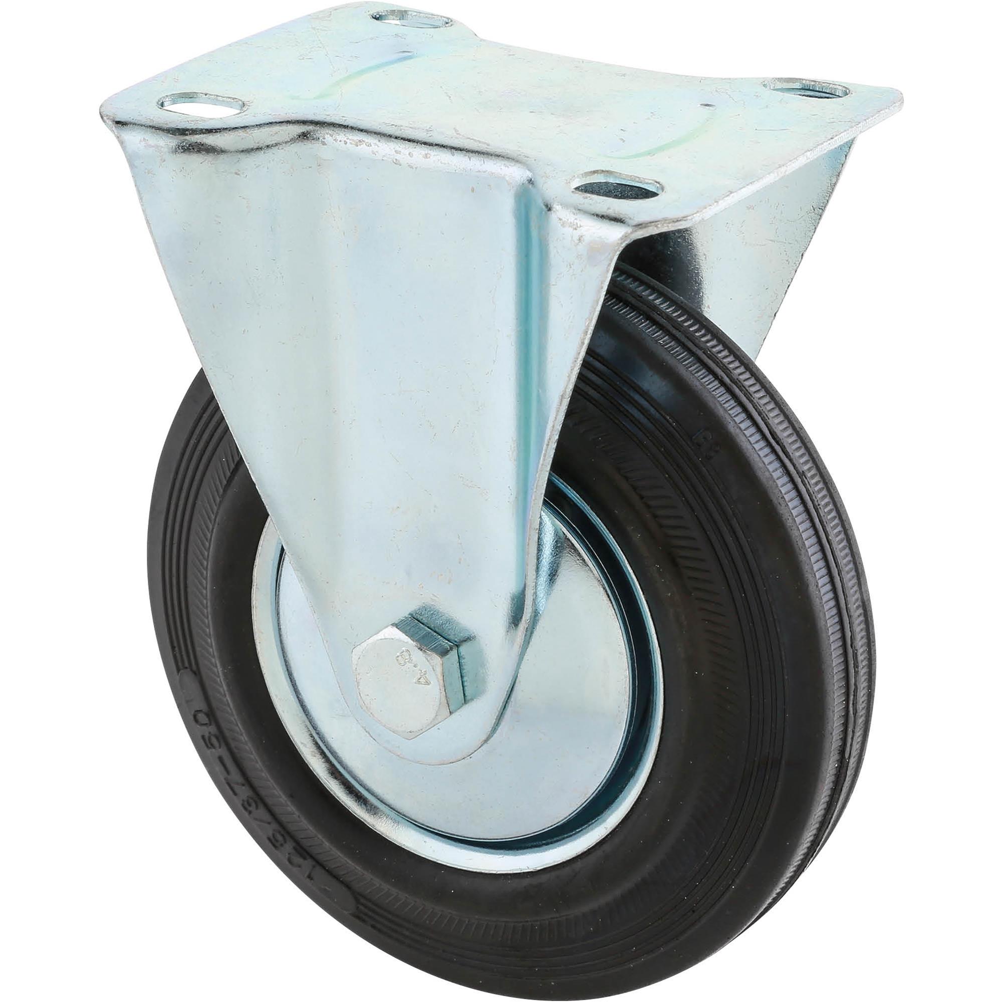 5" Black Rubber Fixed Caster - Grizzly Industrial