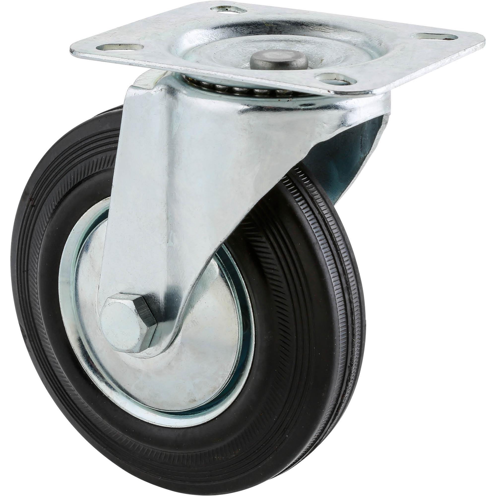 5" Black Rubber Swivel Caster - Grizzly Industrial