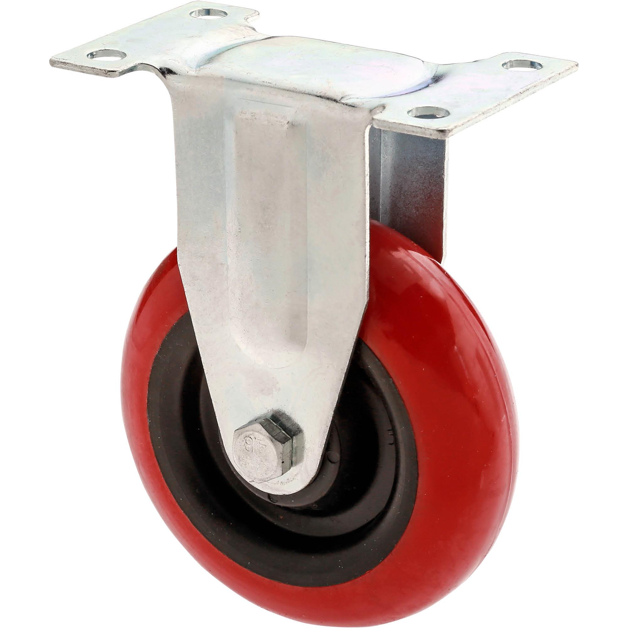 4" Red Polyurethane Fixed Caster - Grizzly Industrial