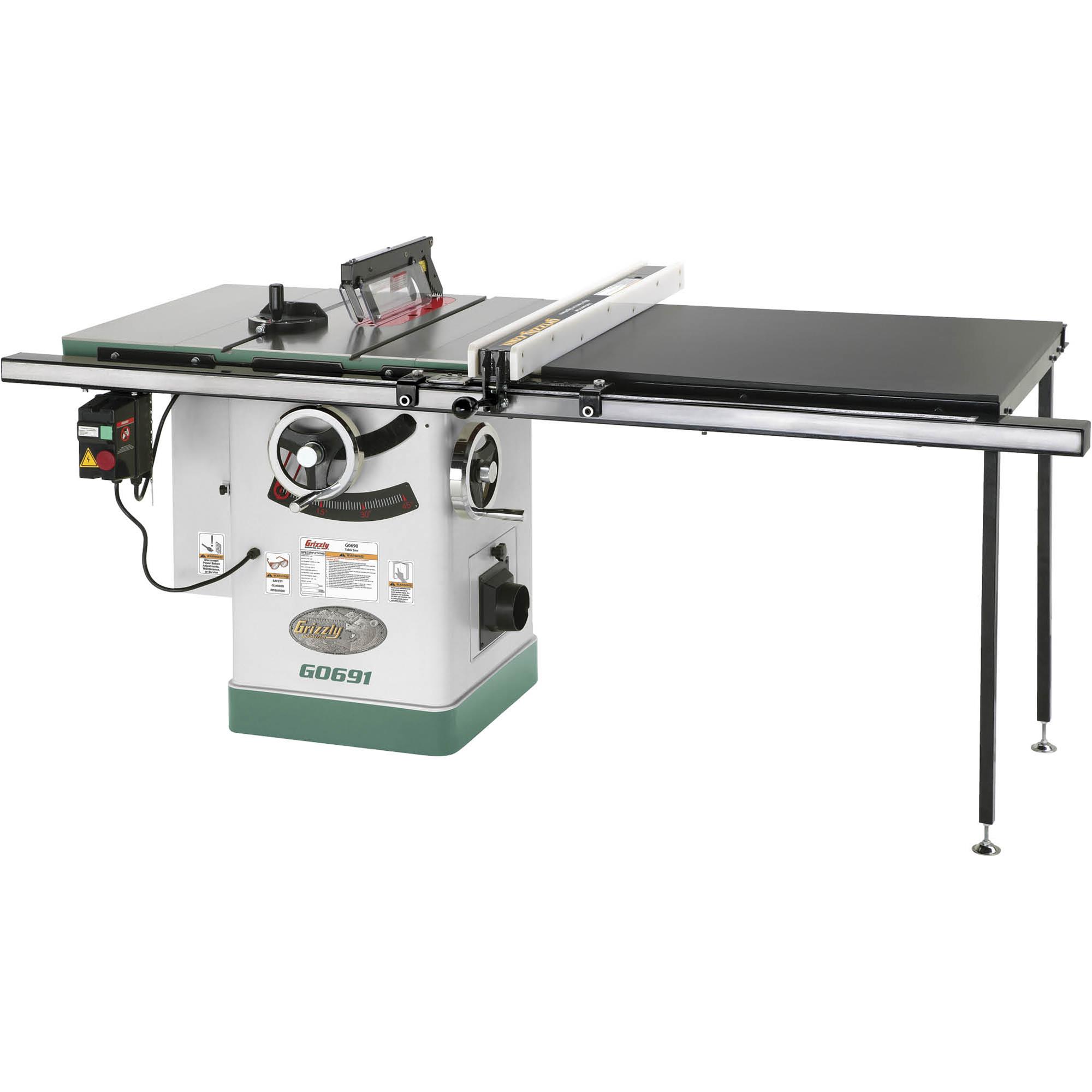 10" 3 HP 220V Cabinet Table Saw with Long Rails & Riving Knife ...