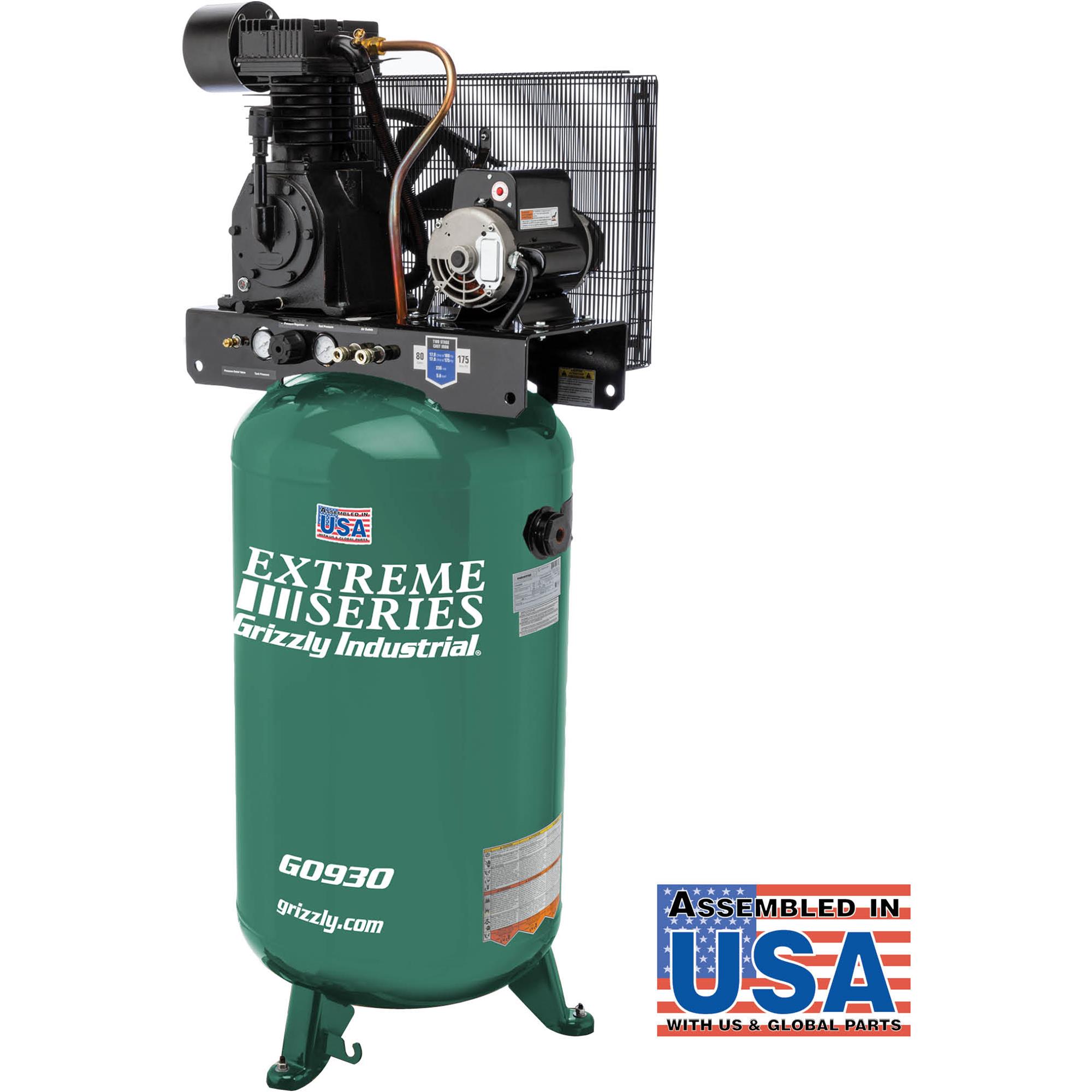 80-Gallon 5 HP Extreme Series Air Compressor - Grizzly Industrial