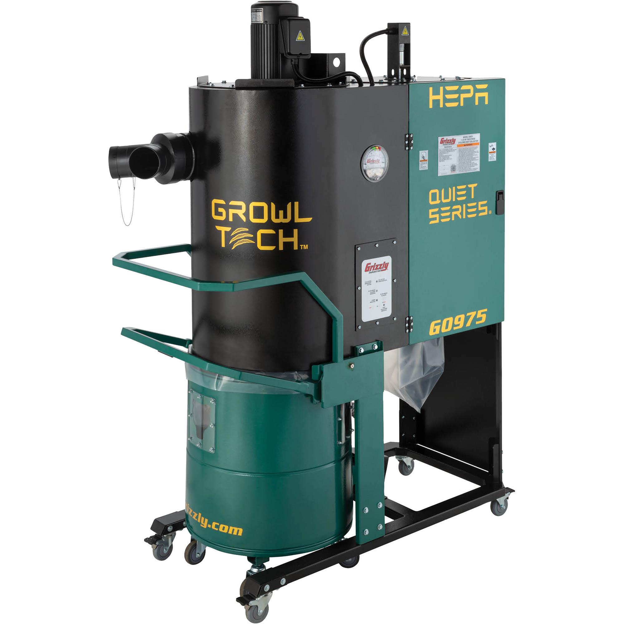 1-1/2 HP Two-Stage Quiet Series Cyclone Dust Collector - Grizzly ...