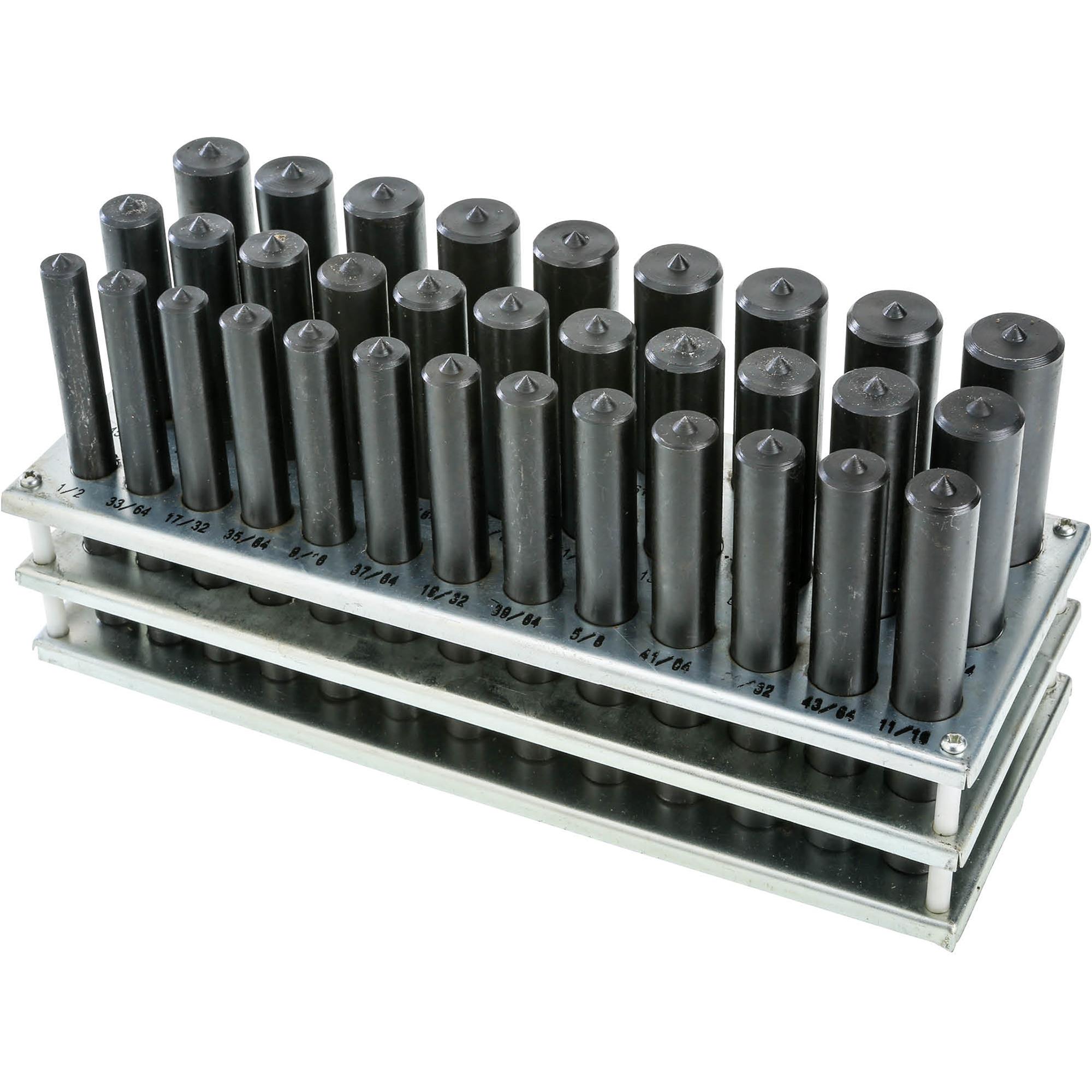 33 Pc. Transfer Punch Set - 1/2" - 1" - Grizzly Industrial