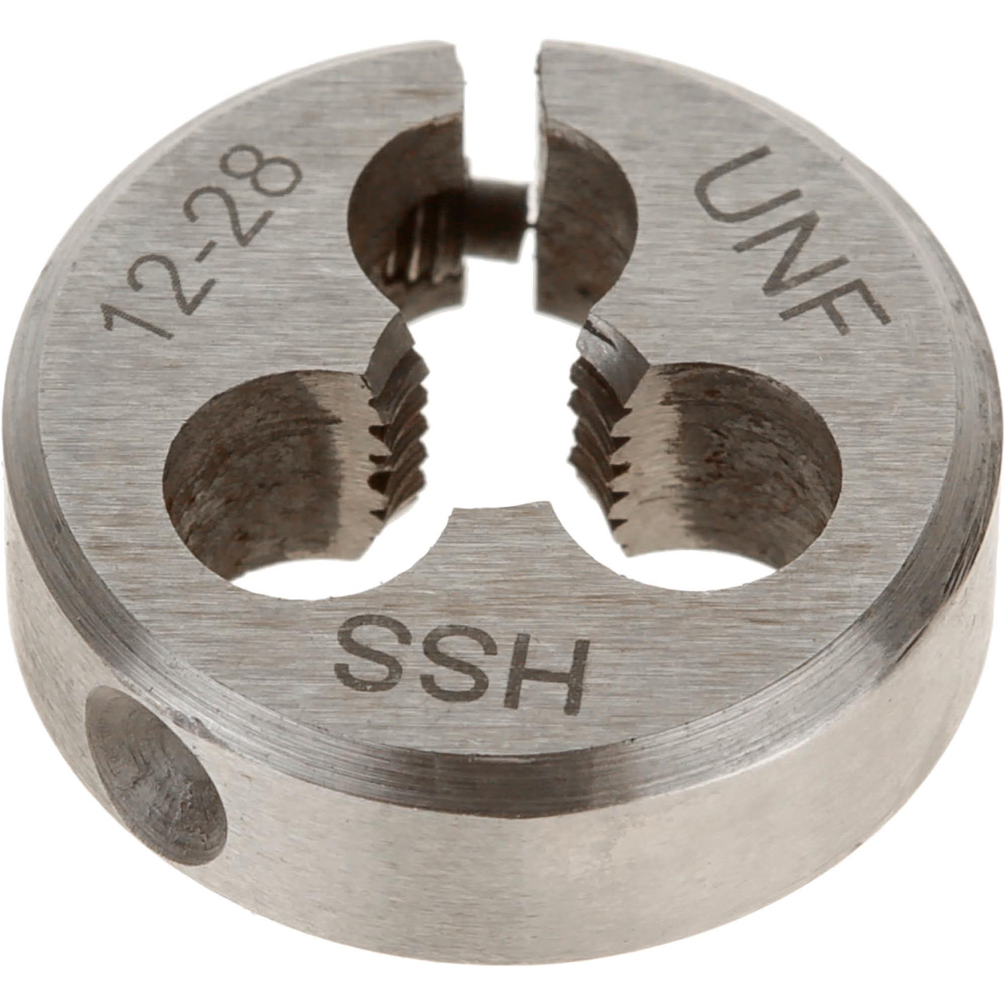 HSS Round Adjustable Split Die - 12-28 x 13/16" - Grizzly Industrial