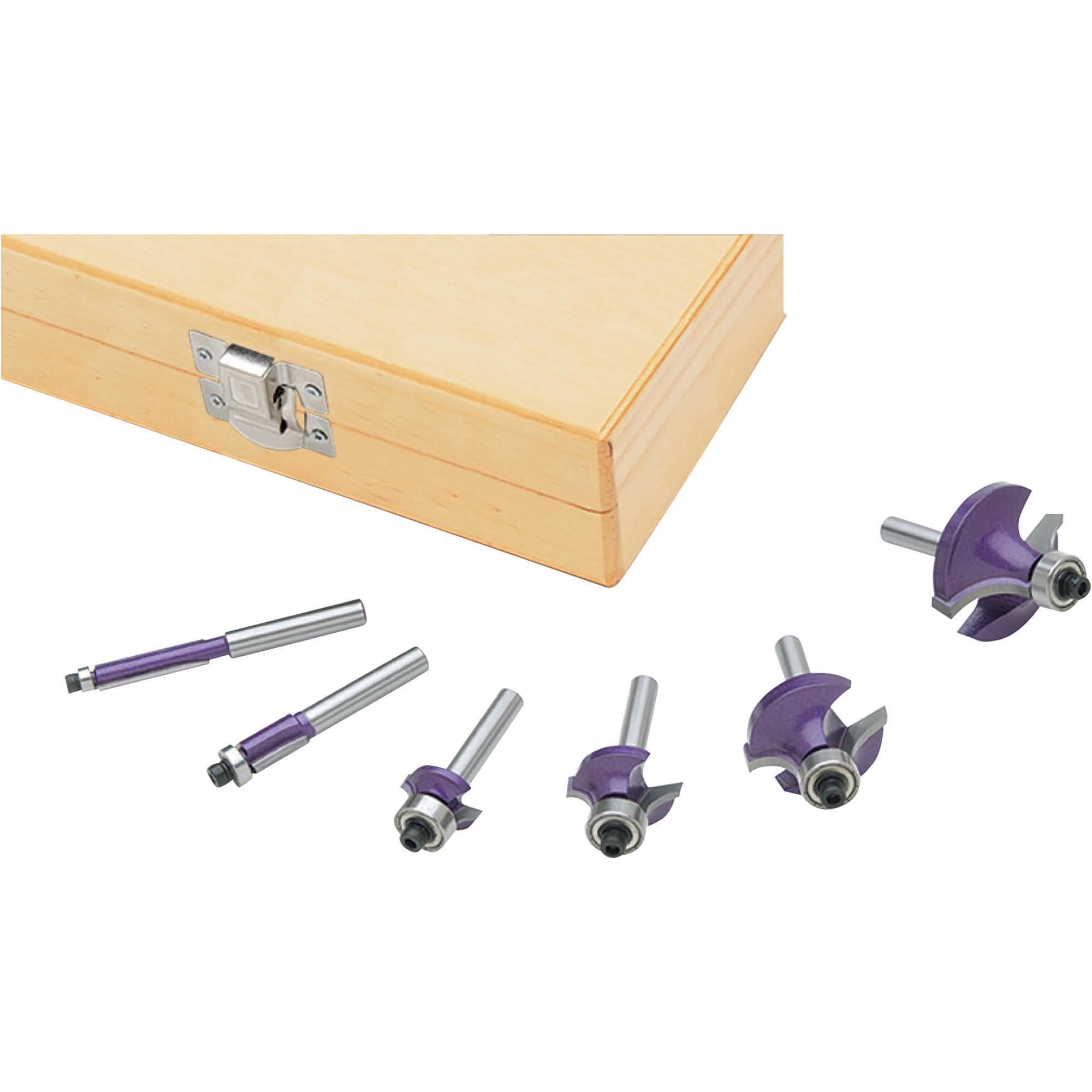 Flush Trim/Roundover Router Bit Set, 1/4" Shank, 6 Pc. at Grizzly.com