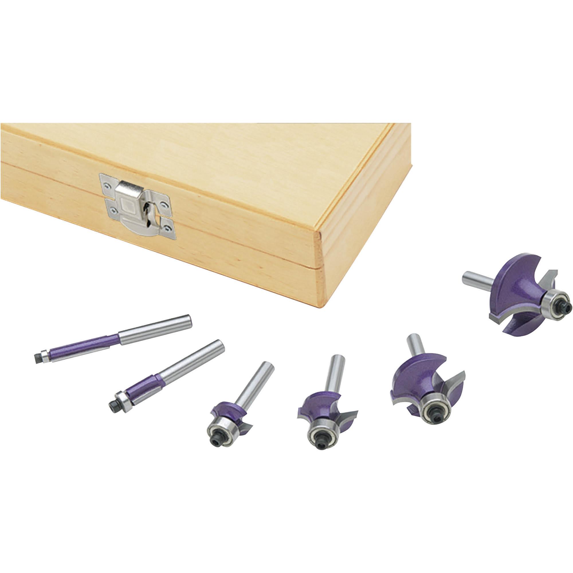Flush Trim/Roundover Router Bit Set, 1/4" Shank, 6 Pc. - Grizzly Industrial