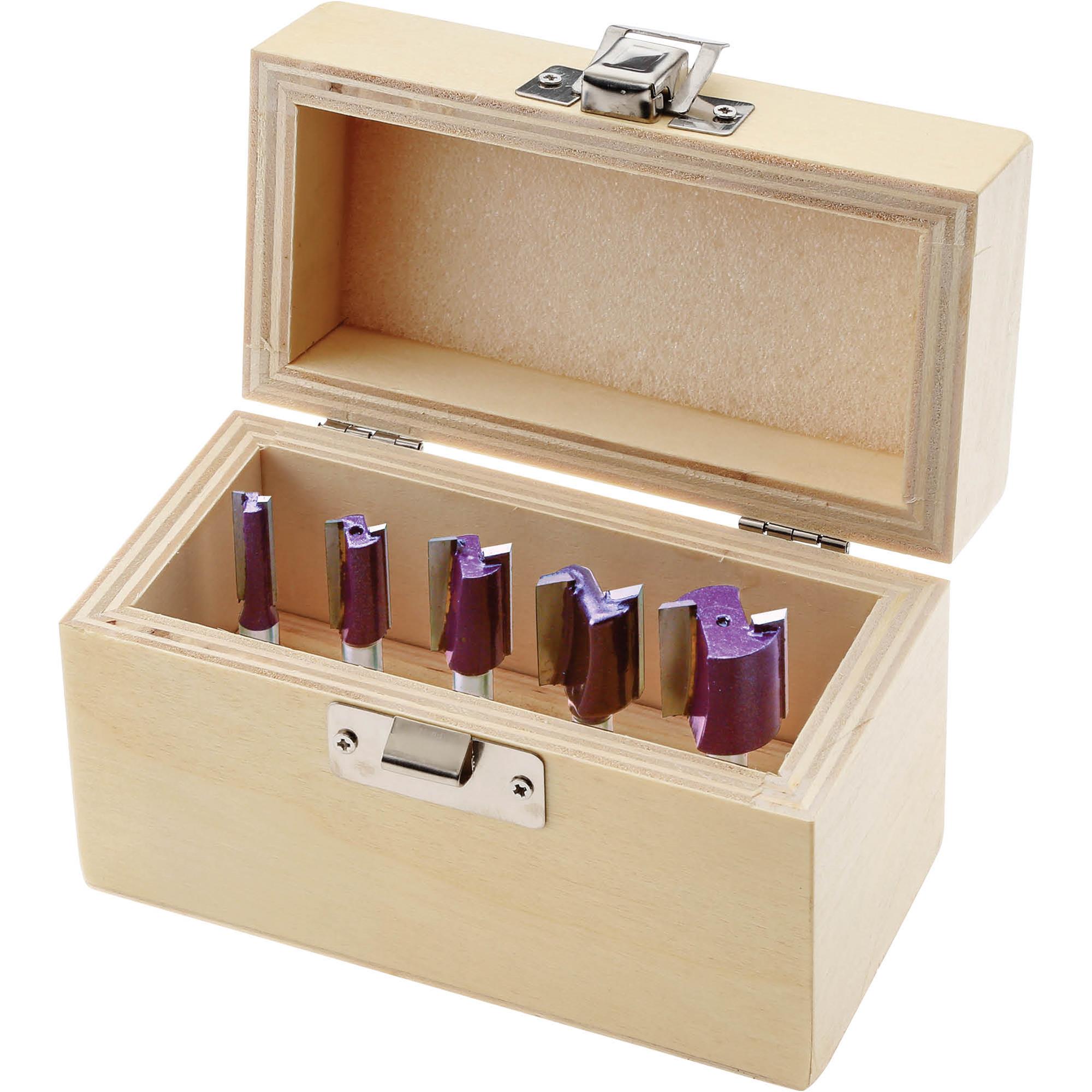 Deluxe Straight Bit 5 pc. Set, 1/4" Shank - Grizzly Industrial