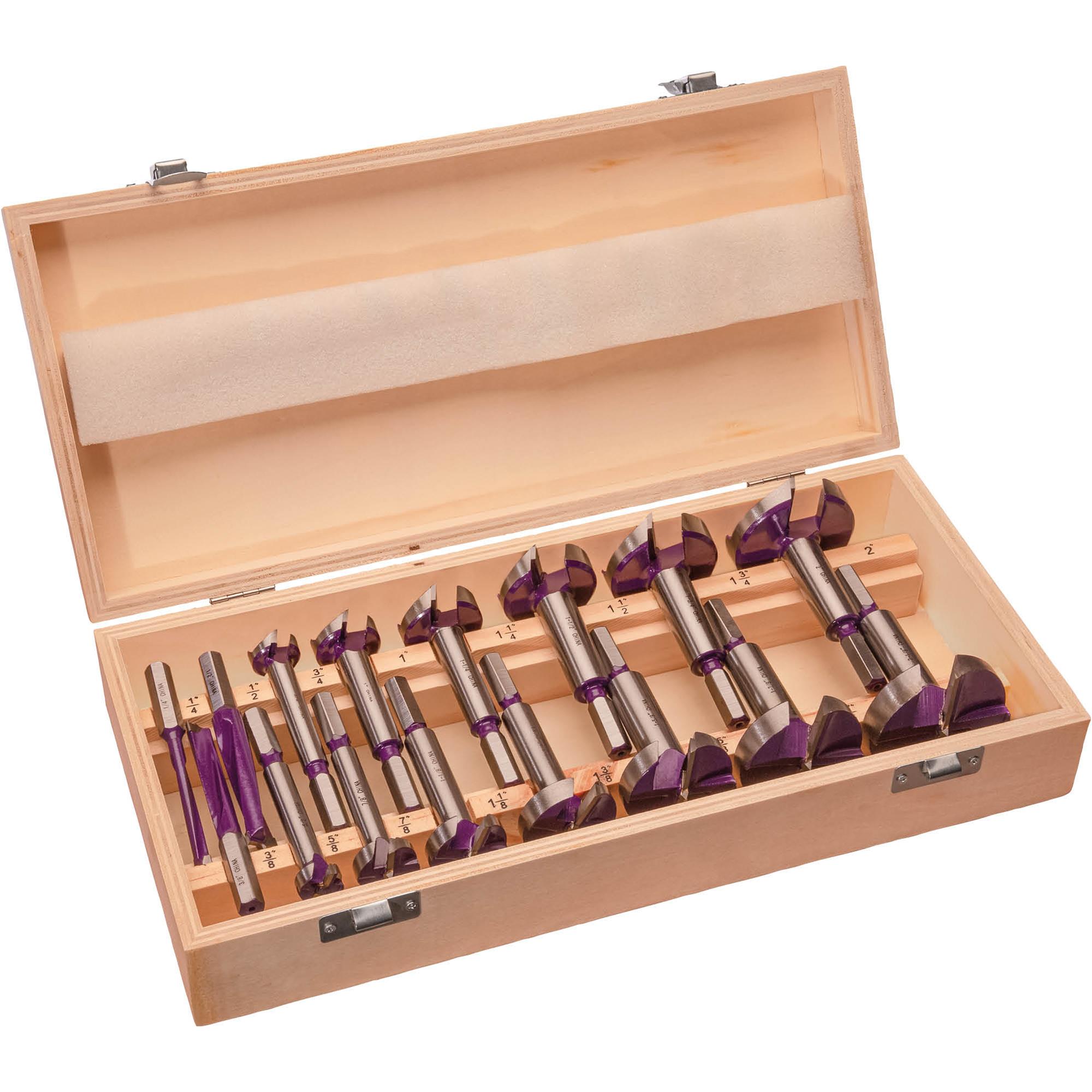 Forstner Bit 16 Pc. Set Carbide Hex Shank - Grizzly Industrial