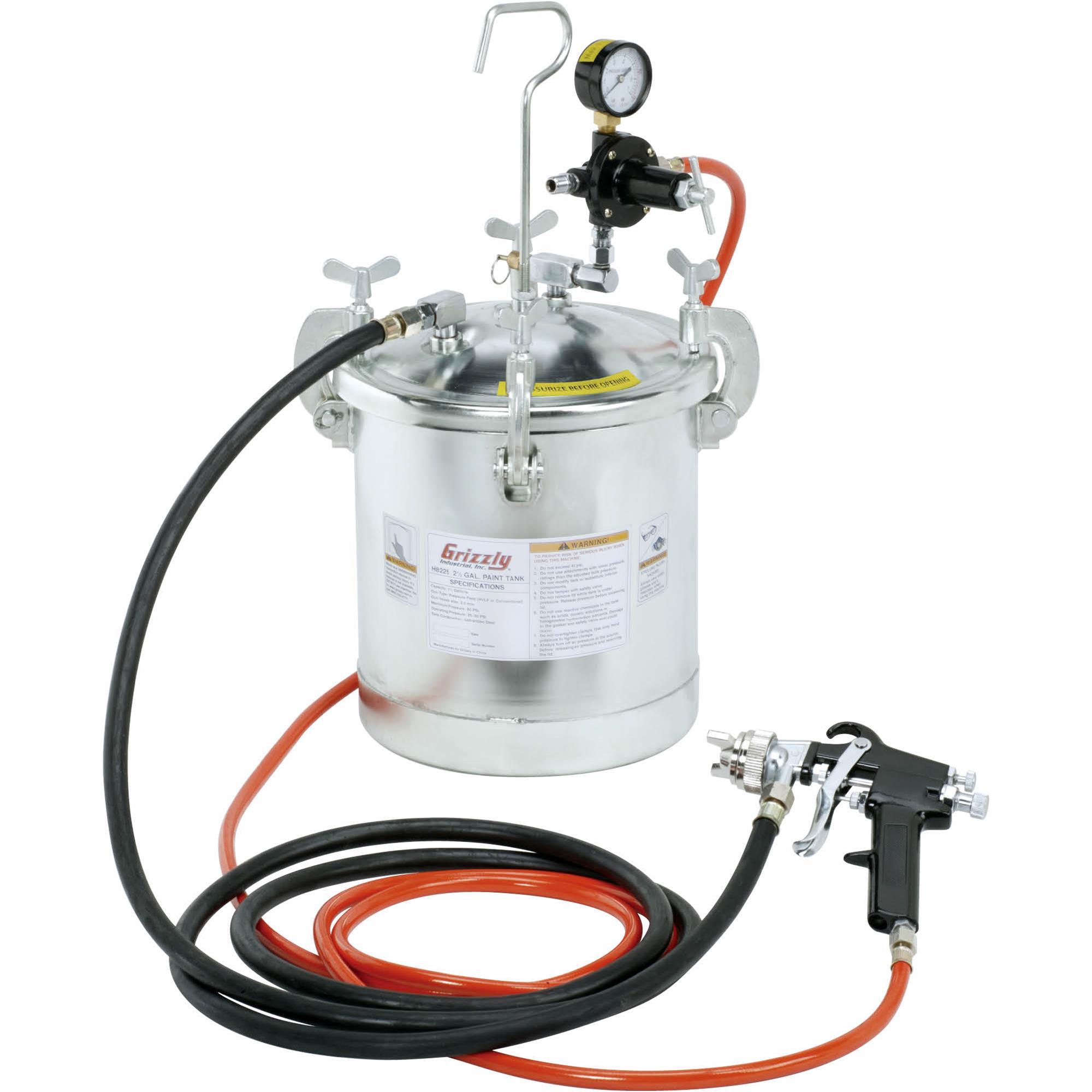 10-Liter Paint Tank with Gun - Grizzly Industrial, Inc.