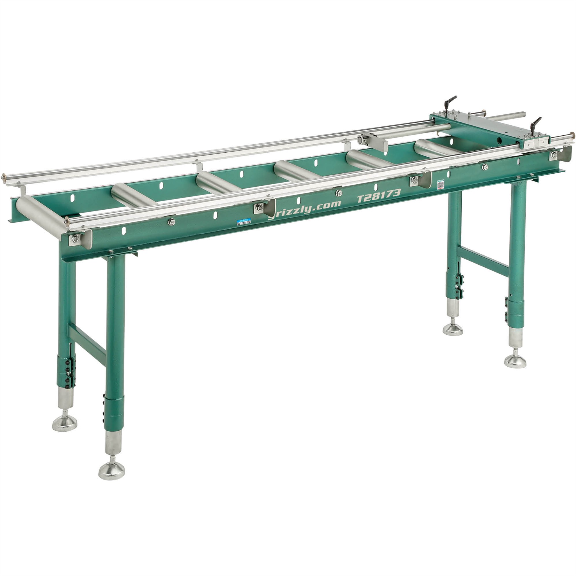 14" x 78" Heavy-Duty Roller Table with Work Stop - Grizzly Industrial