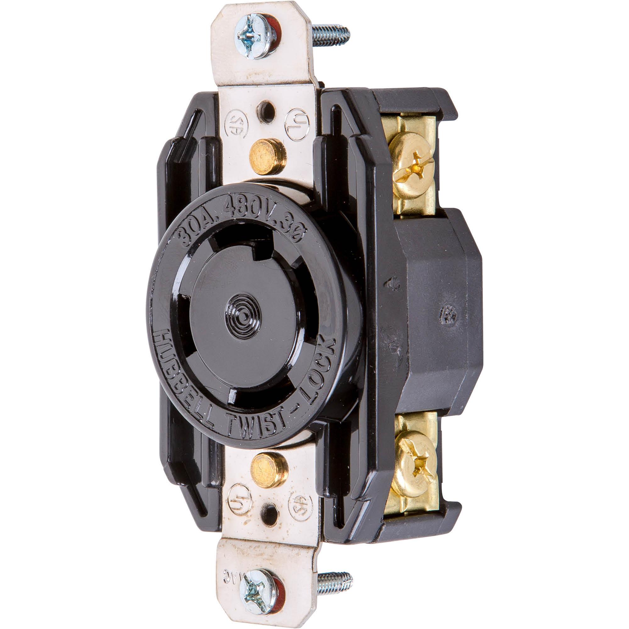 30 Amp 480V NEMA L16-30 3-Phase Twist Lock Receptacle - Grizzly ...