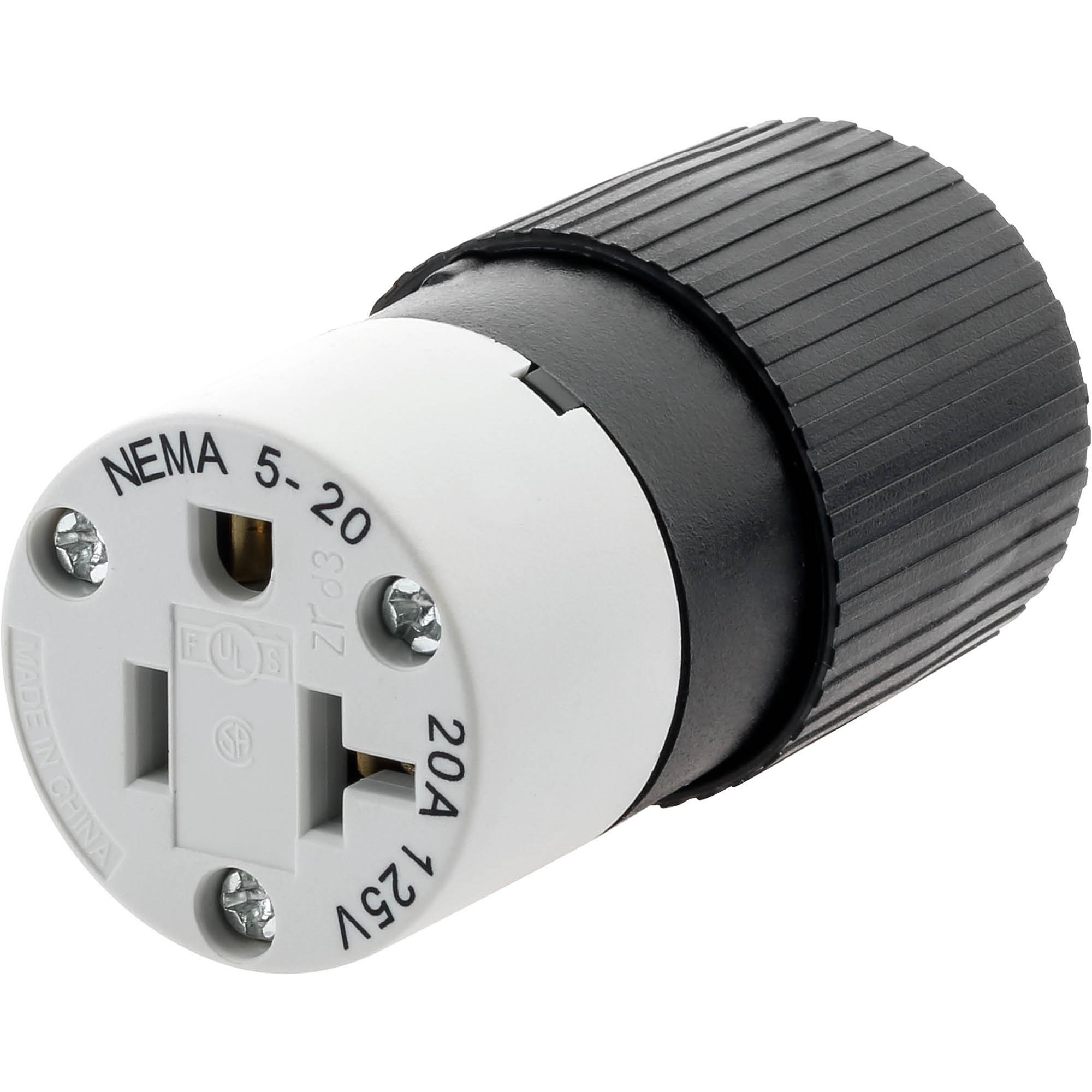 20 Amp 125V NEMA 5-20 Single-Phase Straight Blade Connector - Grizzly ...
