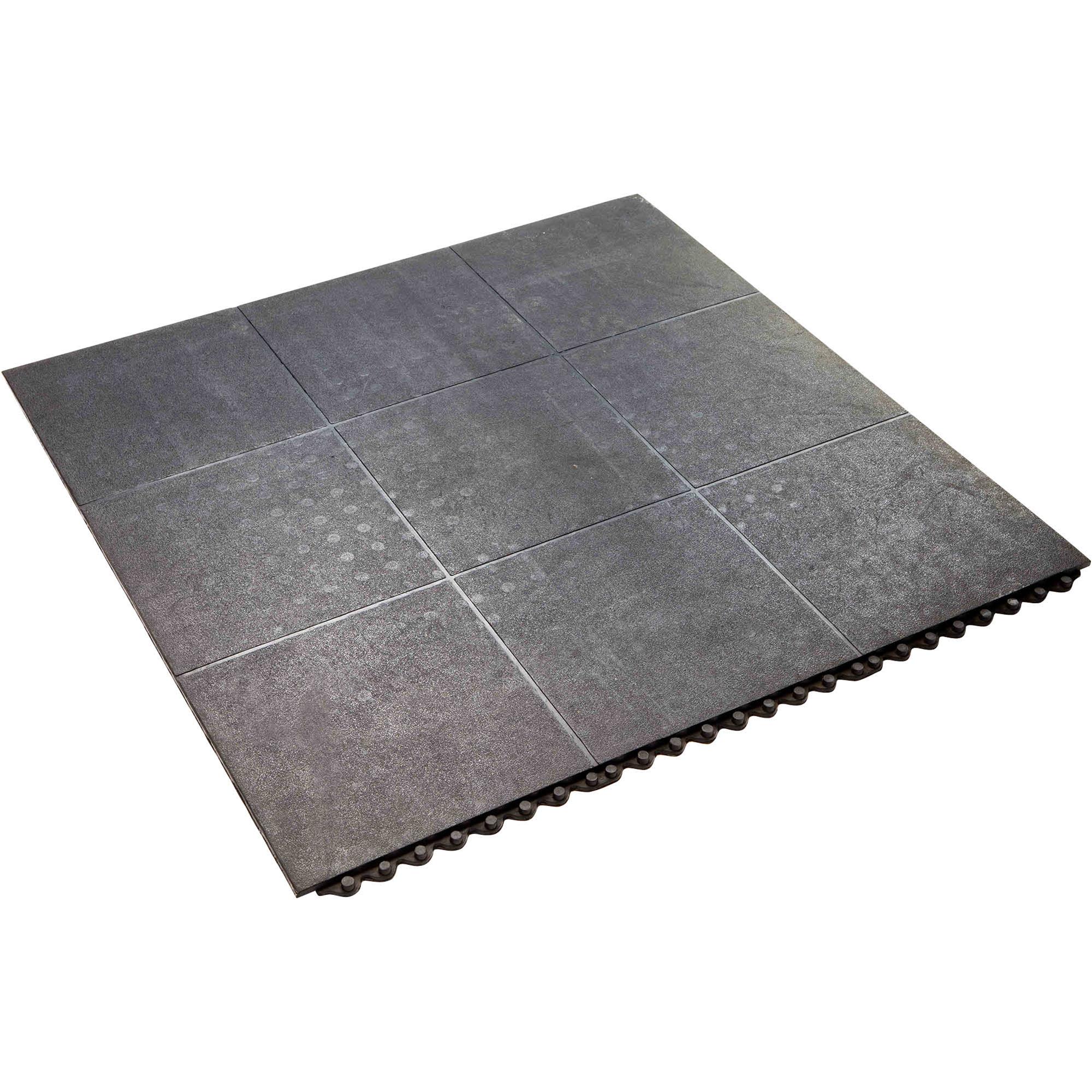 3x3 Solid Interlocking Mat - Black - Grizzly Industrial
