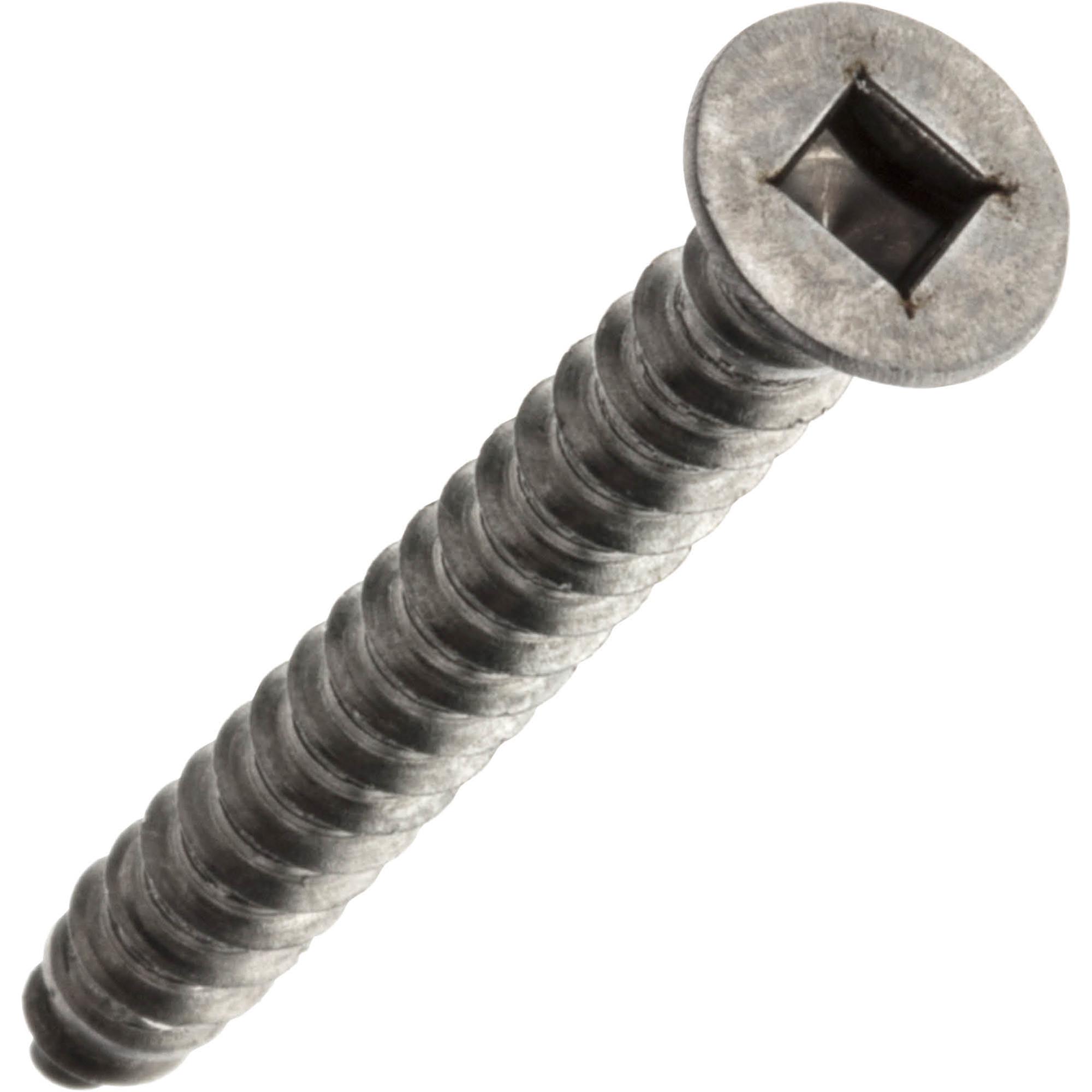 #8 x 1-1/2" Stainless Steel Square Drive Flat Head Sheet Metal Screw ...