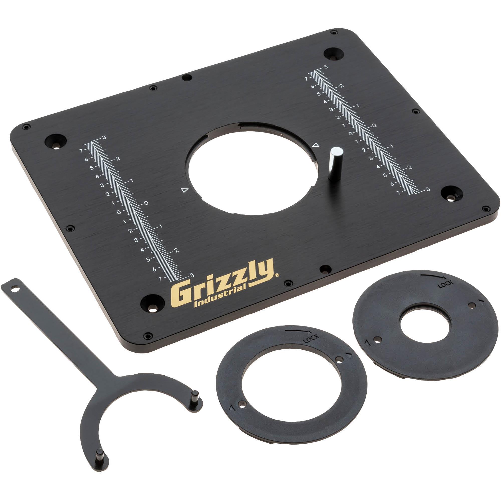 9 1 4 X 11 3 4 Aluminum Router Table Insert With Two Reducer Rings At