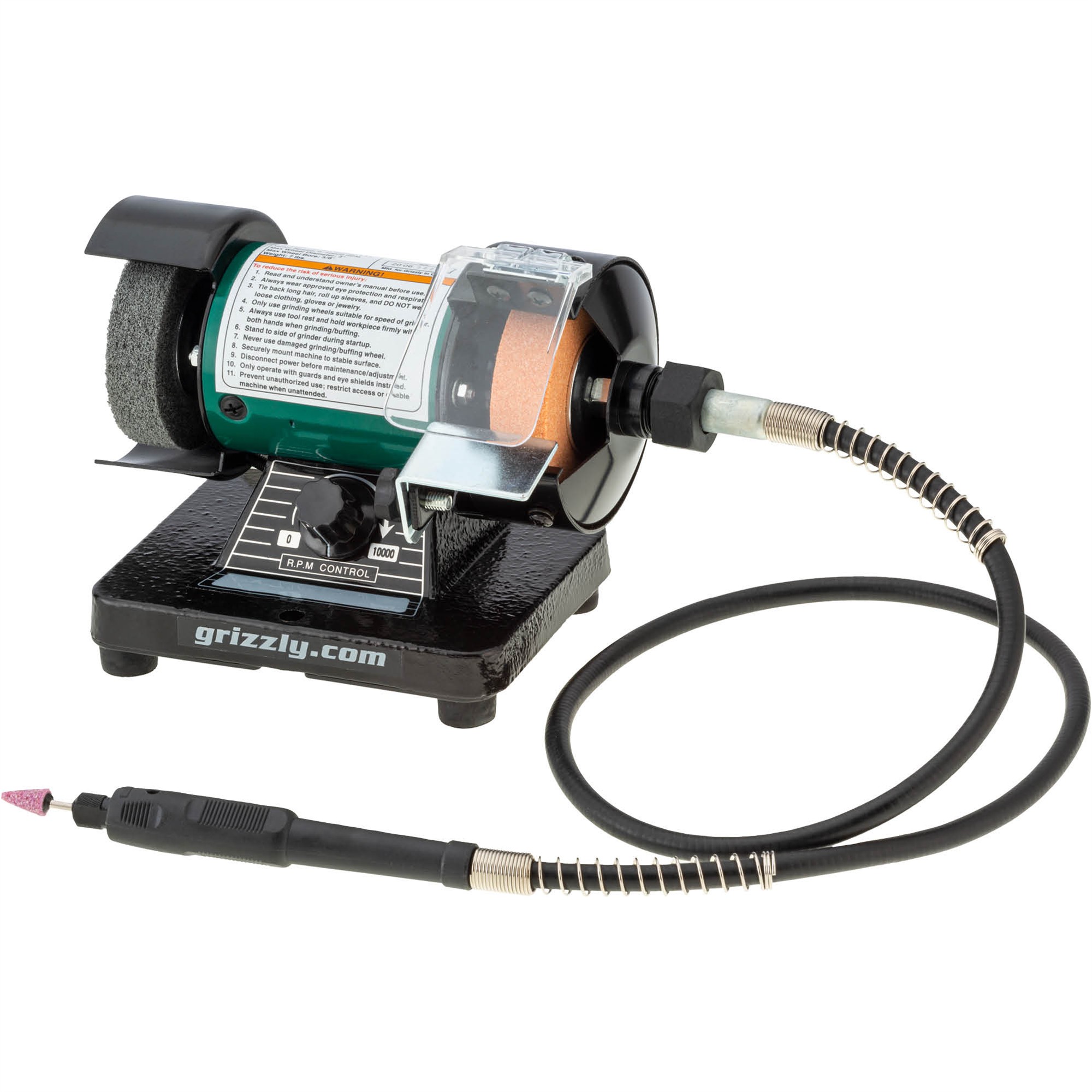3" Variable-Speed Mini Benchtop Grinder/Buffer with Rotary Shaft ...