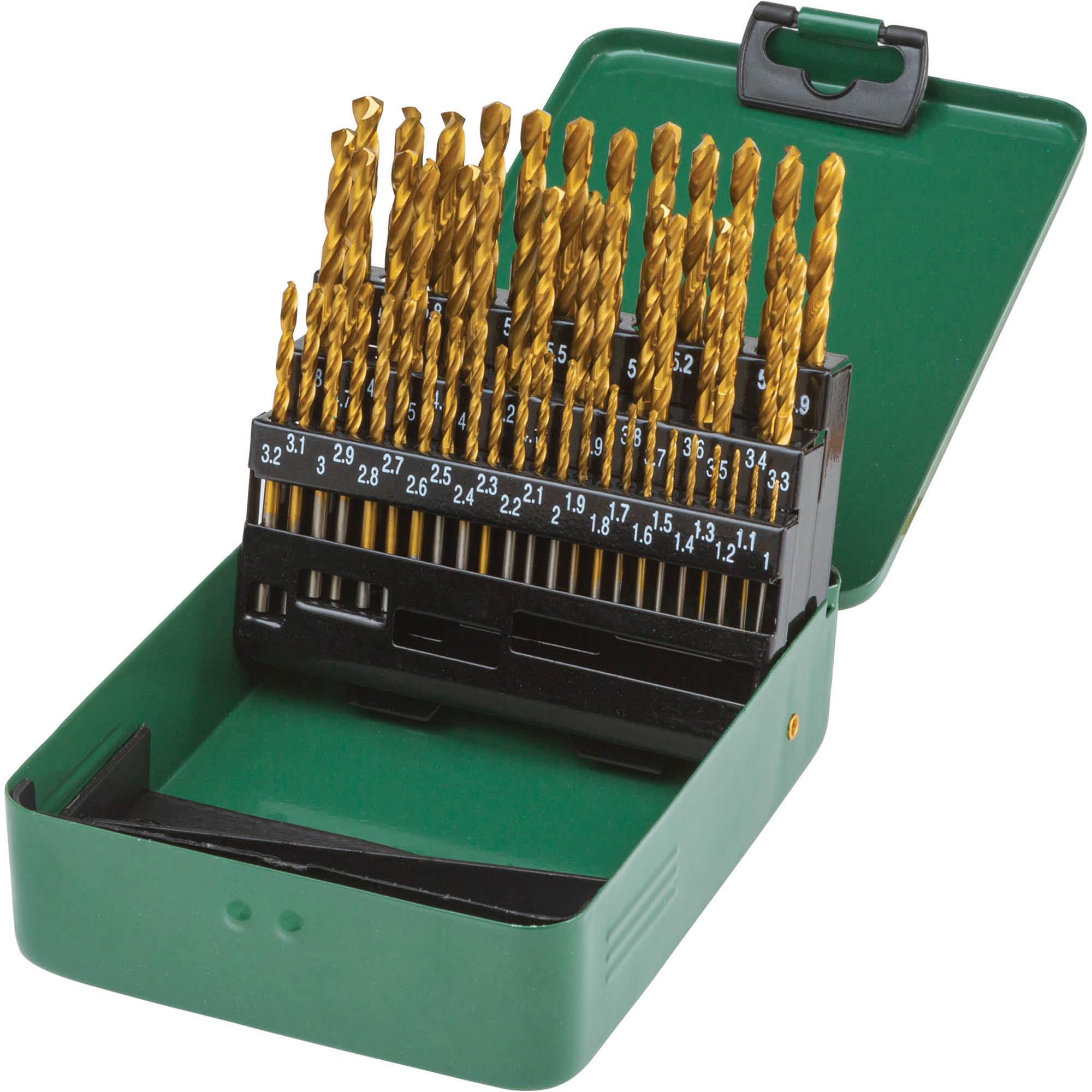 M2 HSS Metric TiN-Coated Drill Bit Set, 51 Pc. - Grizzly Industrial