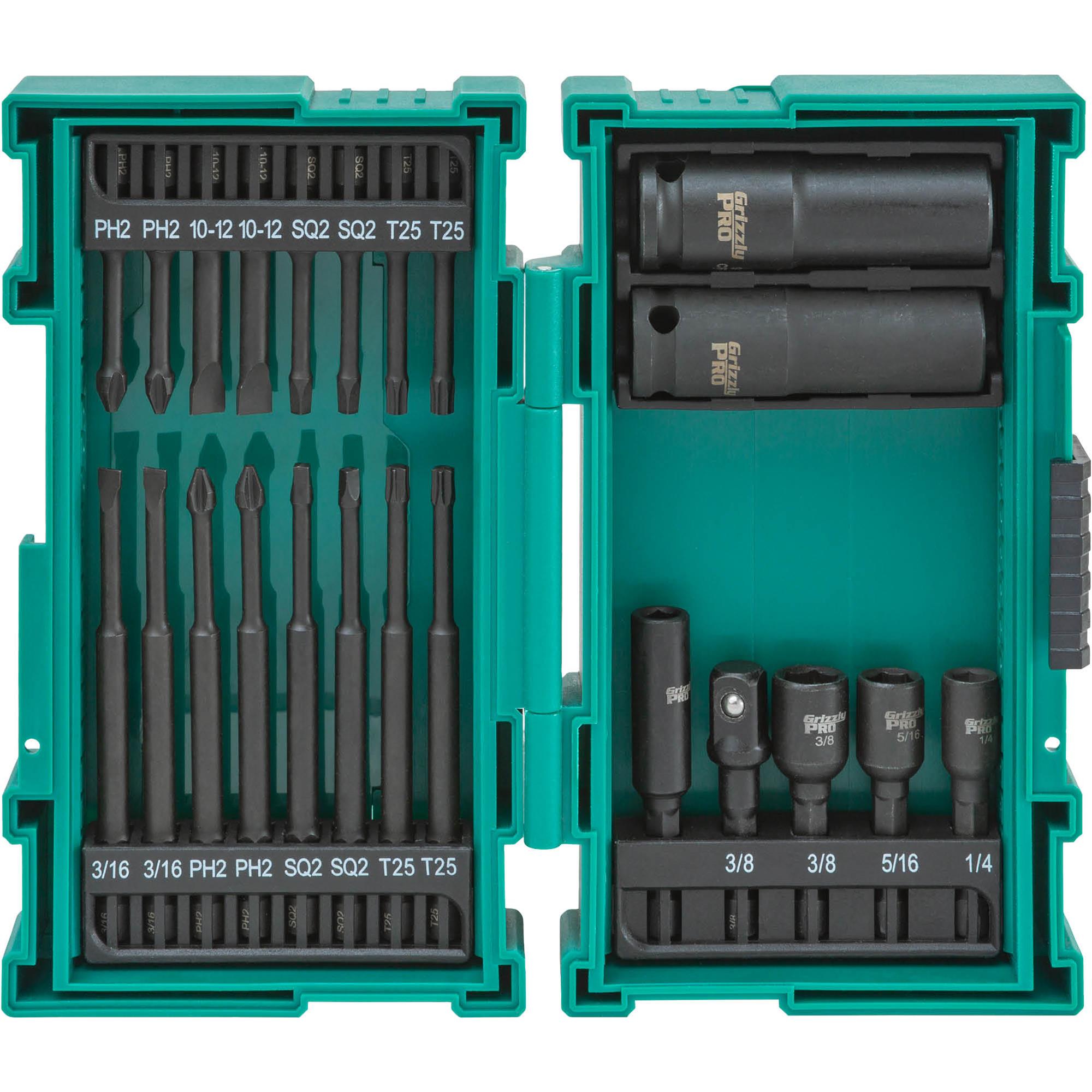 S2 Quick-Release Hex Shank Impact Driver Bit Set, 23 Pc. - Grizzly ...