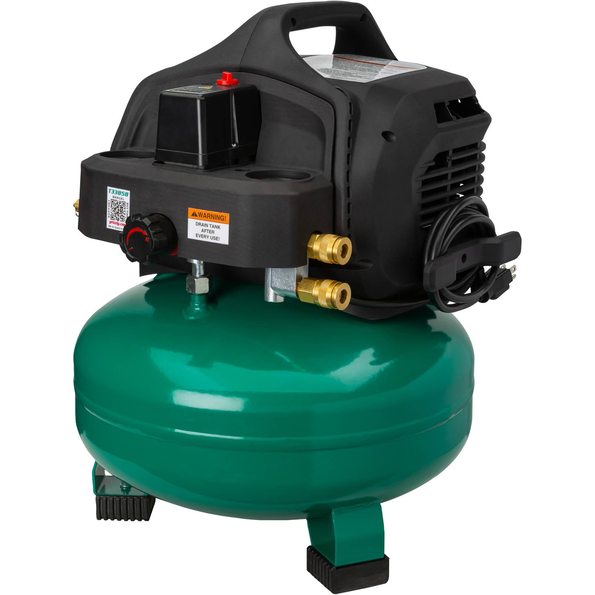 6 Gal Twin-Cylinder Oil Free Pancake Compressor at Grizzly.com