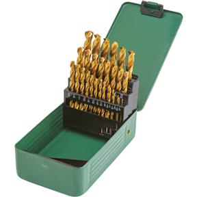 M2 HSS TiN-Coated Brad Point Bit Set, 25 Pc. - Grizzly Industrial