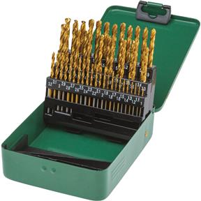 M2 HSS TiN-Coated Brad Point Bit Set, 25 Pc. - Grizzly Industrial