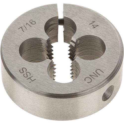 HSS Round Adjustable Split Die - 7/16"-14 x 1-1/2" - Grizzly Industrial