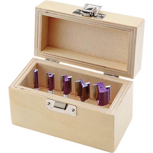 Deluxe Straight Bit 5 pc. Set, 1/4" Shank - Grizzly Industrial