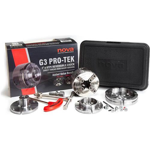 Pro-Tek Nova Direct Thread 1" x 8 TPI G3 Chuck Bundle - Grizzly ...
