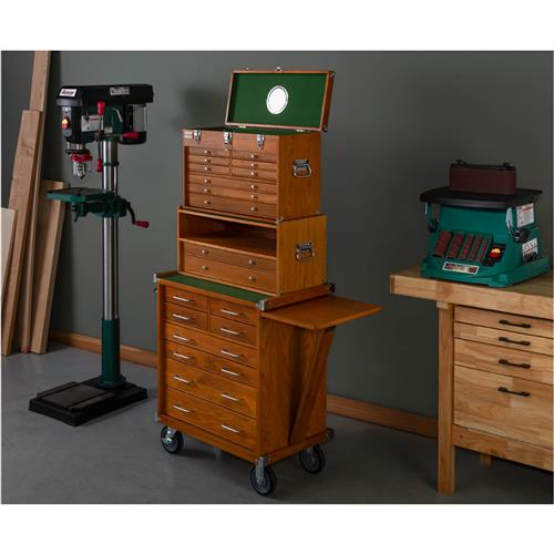 23" Series 8-Drawer Red Oak Roller Cabinet with Table - Grizzly Industrial