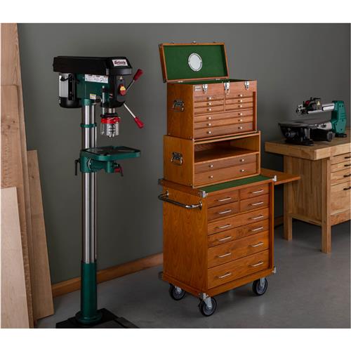 23" Series 8-Drawer Red Oak Roller Cabinet with Table - Grizzly Industrial
